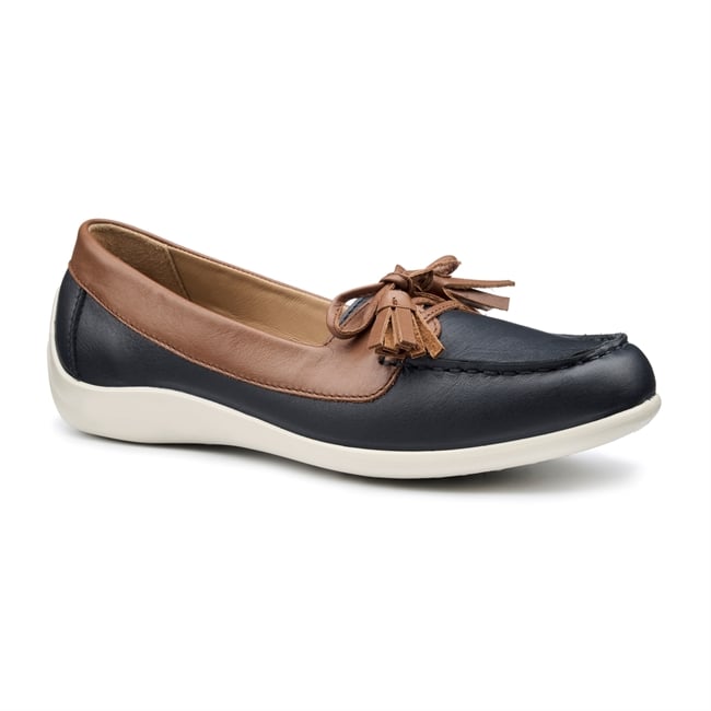 Navy / Rich Tan | Women’s Leather Moccasin | Bay II Shoes | Hotter UK