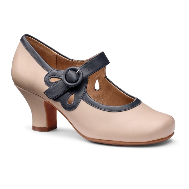 Soft Beige / Navy | Women's Vintage Smart Heels | Broadway Heels ...