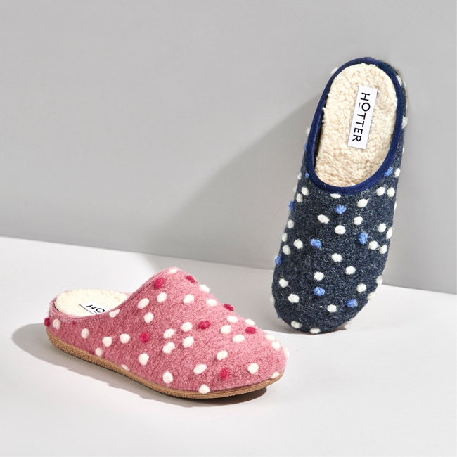 Tea Rose | Women's Felt Slip-On Slippers | Dotty Slippers | Hotter UK