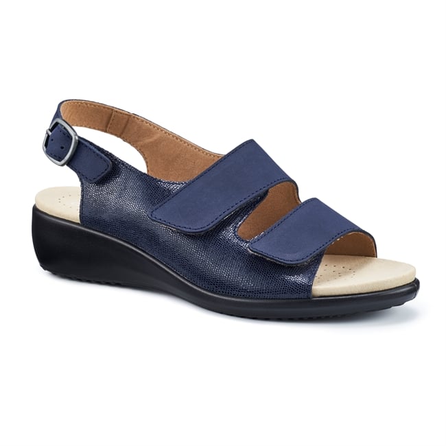 Denim Navy Lizard | Women’s Adjustable Low Wedge Sandal | Easy II ...