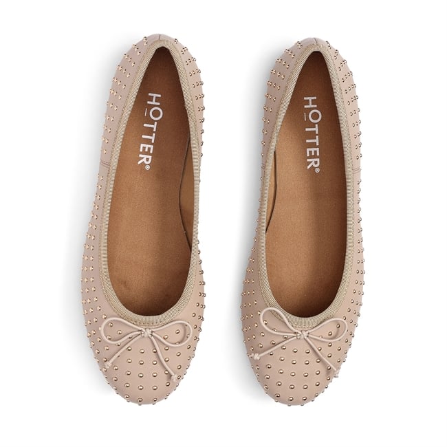 Soft Beige | Women's Leather Ballerina Shoes | Ebba Shoes | Hotter UK