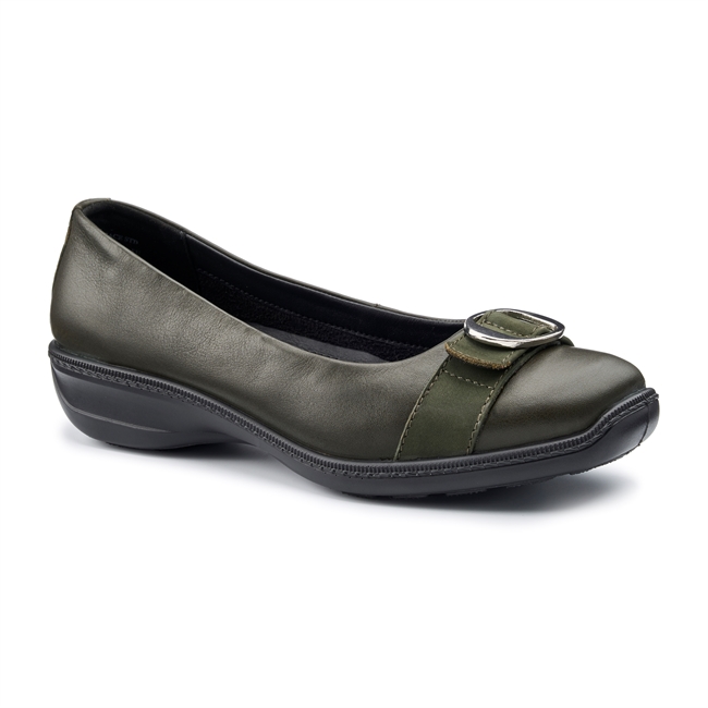 Forest Green | Women’s Low Wedge Ballet Pump | Grace Shoes | Hotter UK