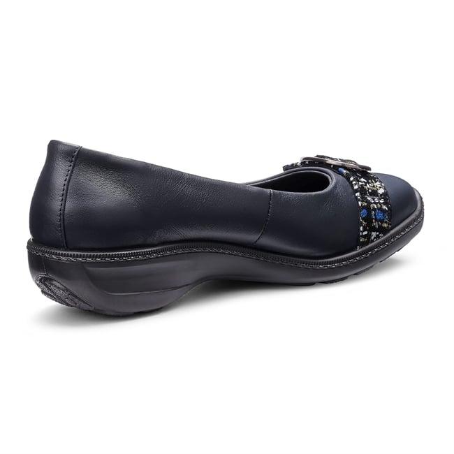 Navy / Midnight Tweed | Women’s Low Wedge Ballet Pump | Grace Shoes ...