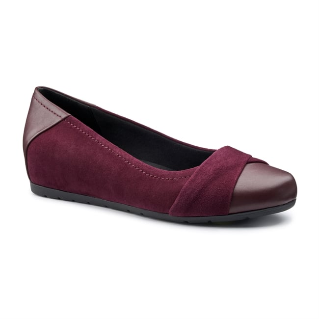 Wine | Women's Suede Ballerina Pumps | Jay Shoes | Hotter US