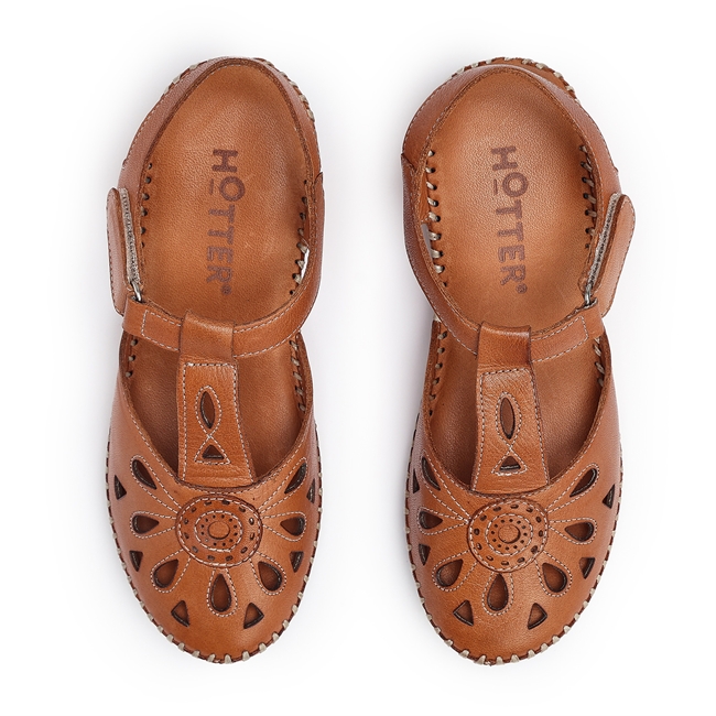 Rich Tan | Women's T-Bar Wedge Sandals | Mdina Sandals | Hotter UK