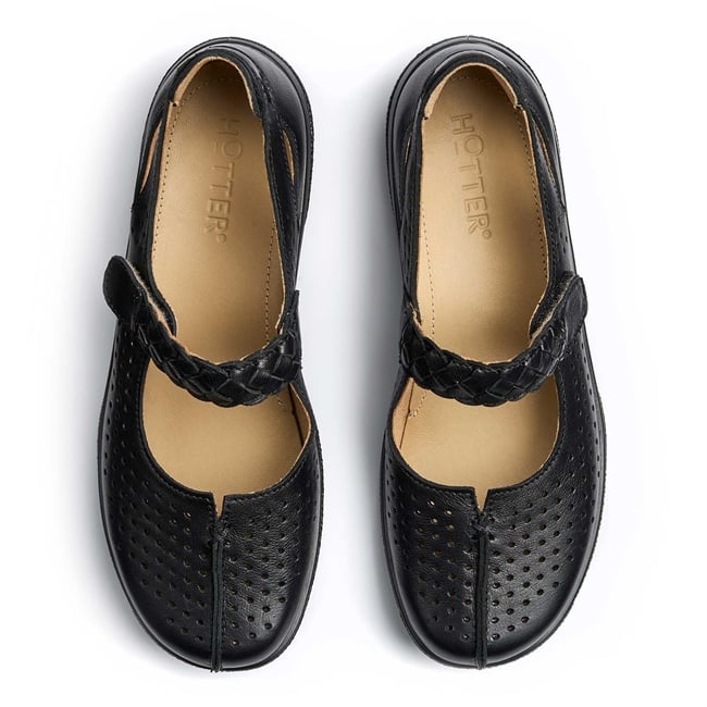 Black | Women’s Leather Summer Mary Jane Shoe | Quake II Shoes | Hotter US