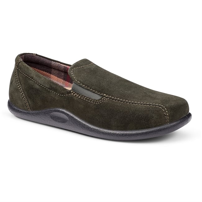 Forest Green Tartan | Men’s Cushioned Leather Slipper | Relax Slippers ...