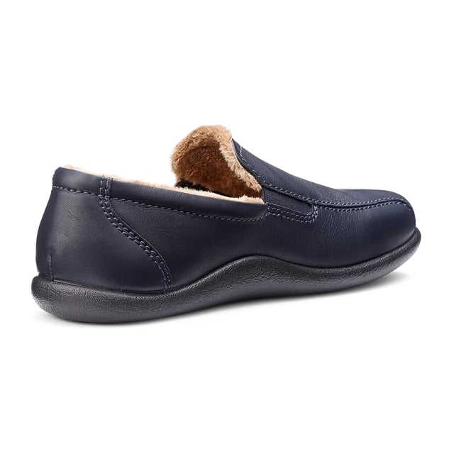 Navy Leather | Men’s Cushioned Leather Slipper | Relax Slippers | Hotter UK