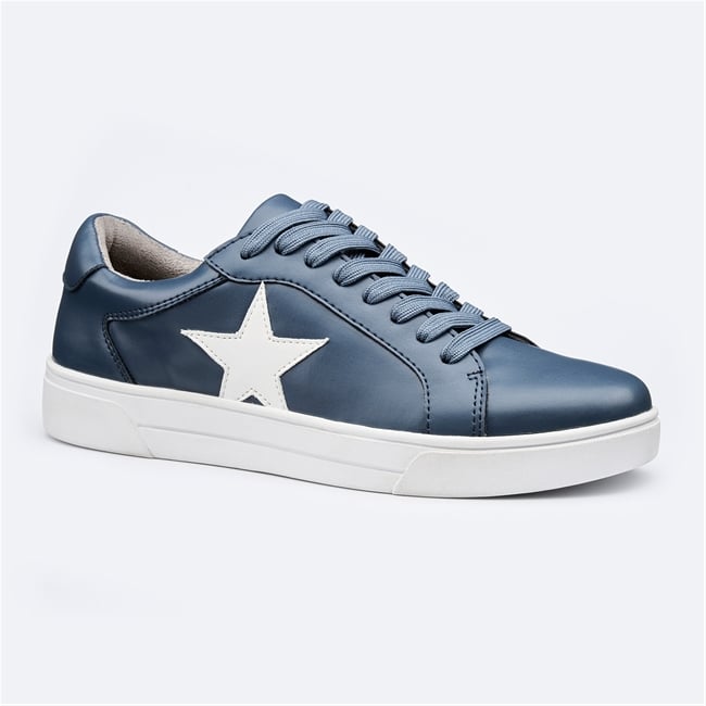 French Navy / White | Women's Padded Trainers | Star Trainers | Hotter UK