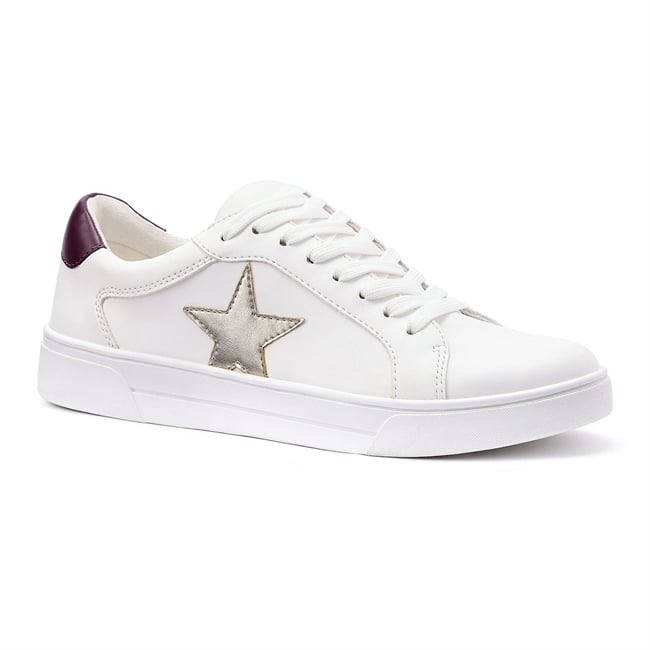 White / Soft Gold | Women's Padded Trainers | Star Trainers | Hotter UK