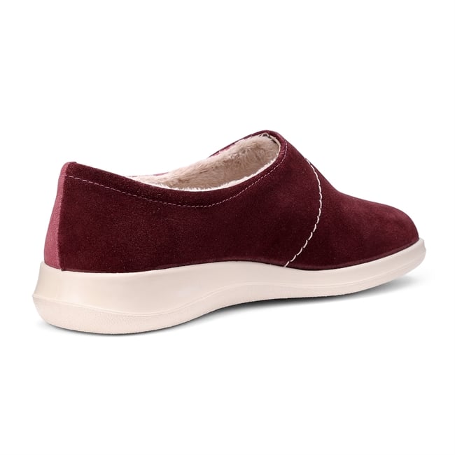 Maroon / Dark Rose | Women’s Classic Suede Slippers | Wrap Slippers ...