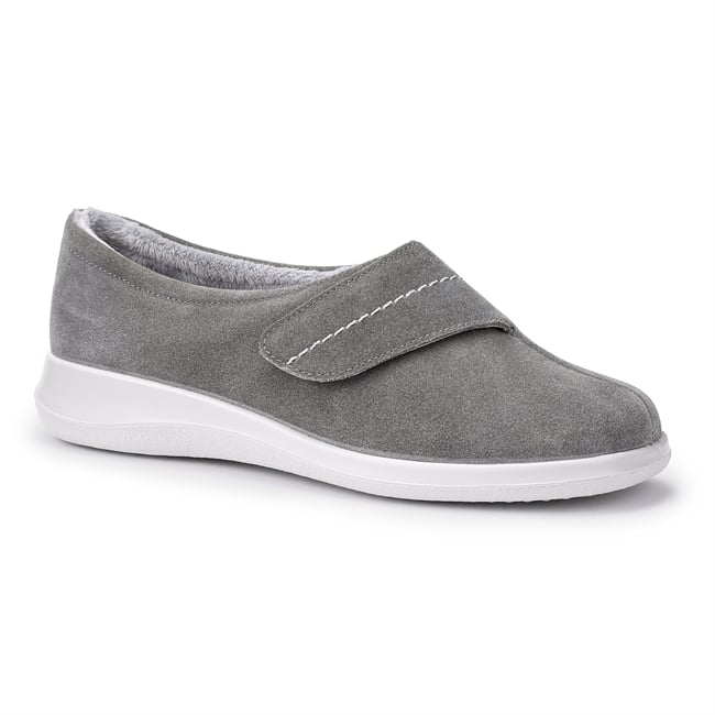 Smokey Grey | Women’s Classic Suede Slippers | Wrap Slippers | Hotter UK