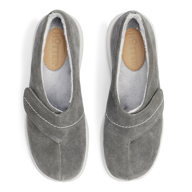 Smokey Grey | Women’s Classic Suede Slippers | Wrap Slippers | Hotter UK