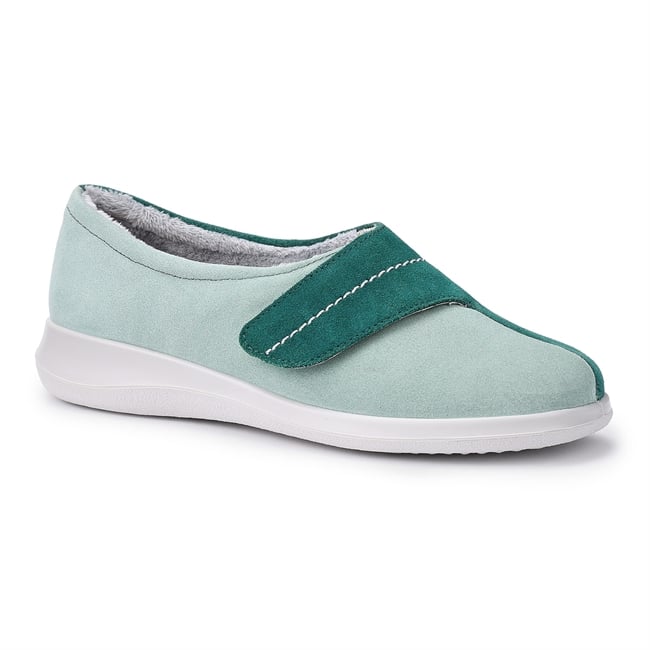 Teal / Sage | Women’s Classic Suede Slippers | Wrap Slippers | Hotter UK