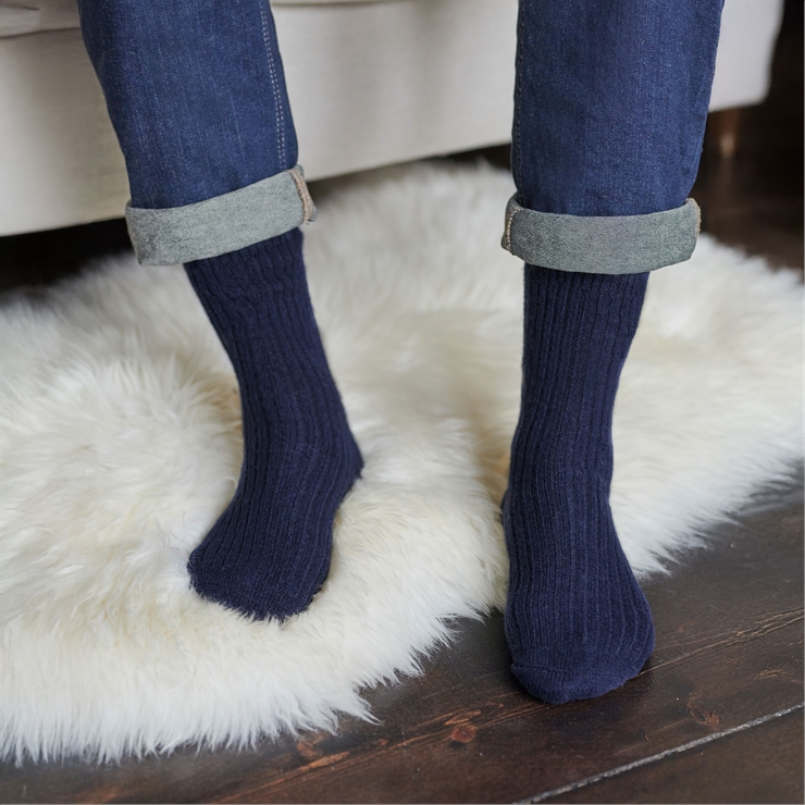 Navy | Men's Cashmere & Merino Socks | Hotter UK