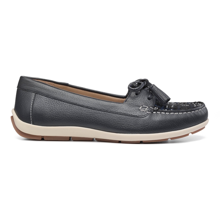 Navy Print | Women’s Moccasin Shoe With Cushioning | Bay Shoes | Hotter US