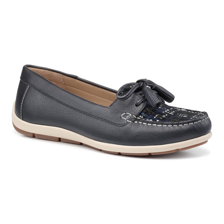 Navy Print | Women’s Moccasin Shoe With Cushioning | Bay Shoes | Hotter US