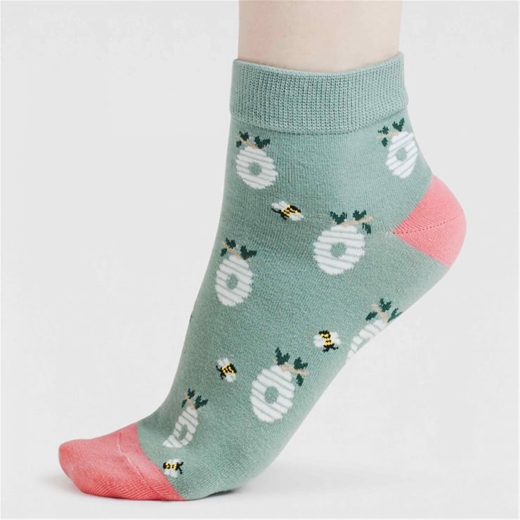 Green | Beth Bee O-Cotton Ankle Socks | Hotter UK