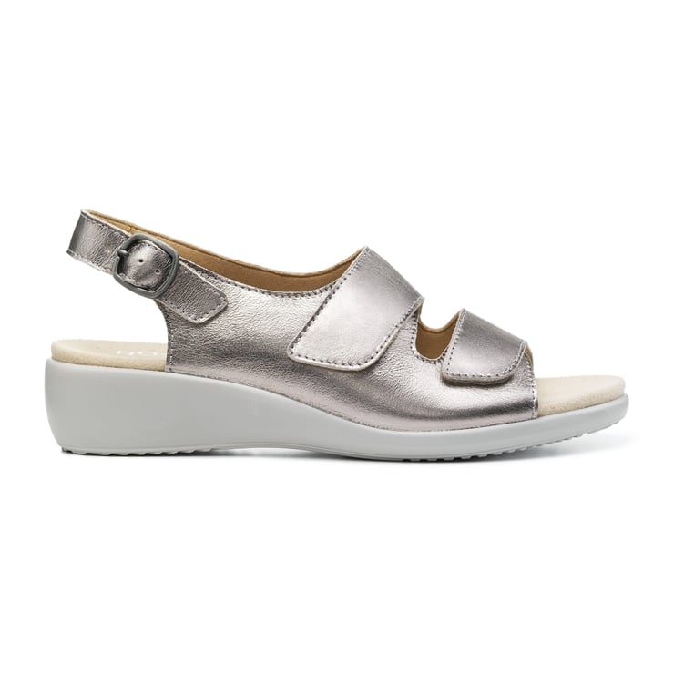 Pewter Metallic | Women’s Adjustable Low Wedge Sandal | Easy II Sandals ...