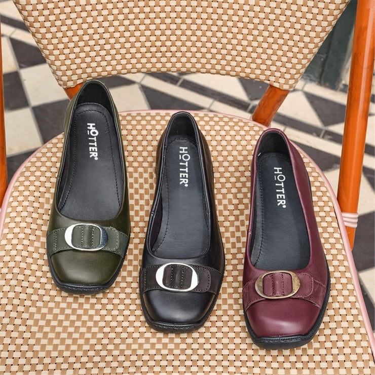 Forest Green | Women’s Low Wedge Ballet Pump | Grace Shoes | Hotter UK