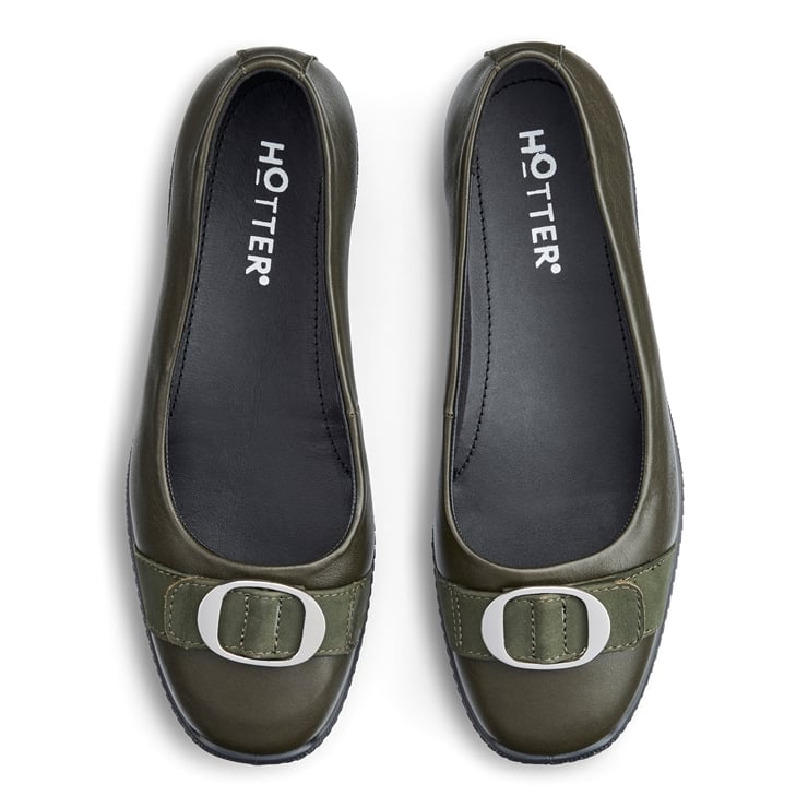 Forest Green | Women’s Low Wedge Ballet Pump | Grace Shoes | Hotter UK