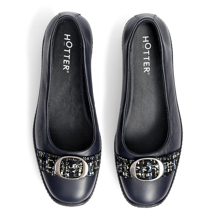 Navy / Midnight Tweed | Women’s Low Wedge Ballet Pump | Grace Shoes ...