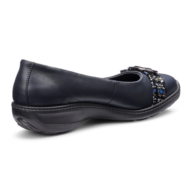 Navy / Midnight Tweed | Women’s Low Wedge Ballet Pump | Grace Shoes ...