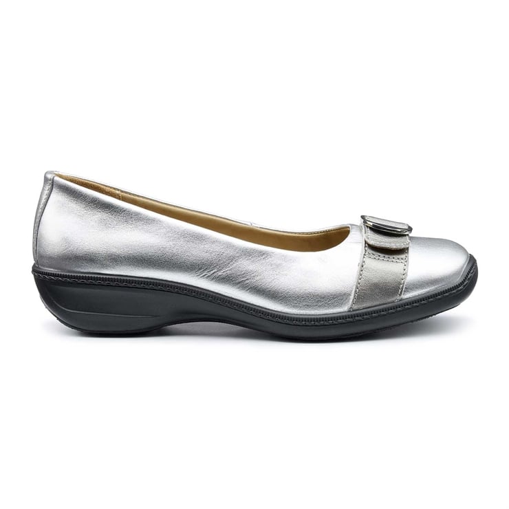 Silver / Pewter | Women’s Low Wedge Ballet Pump | Grace Shoes | Hotter US