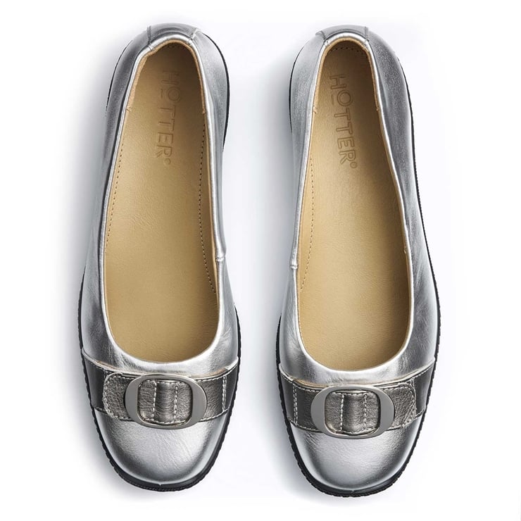 Silver / Pewter | Women’s Low Wedge Ballet Pump | Grace Shoes | Hotter UK