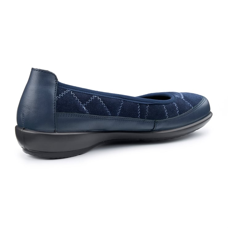 French Navy | Women's Quilted Ballerina Pumps | Kite Shoes | Hotter UK