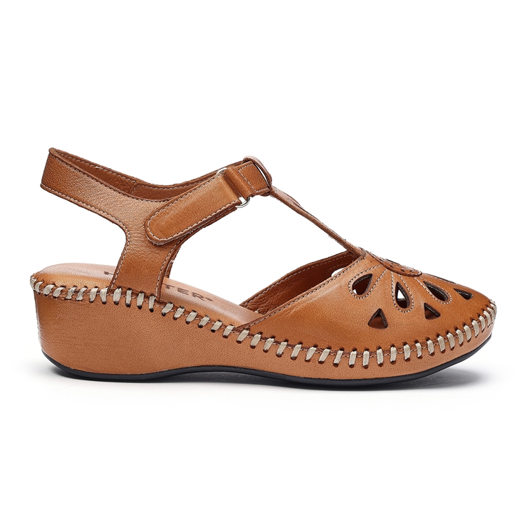 Rich Tan | Women's T-Bar Wedge Sandals | Mdina Sandals | Hotter UK
