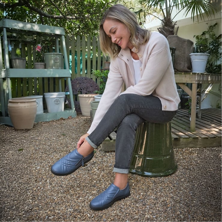 Aquatic Blue | Women’s Quilted Slip-on Trainer | Poppy Trainers | Hotter UK