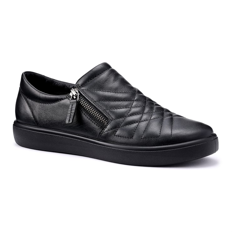 Black | Women’s Quilted Slip-on Trainer | Poppy Trainers | Hotter UK