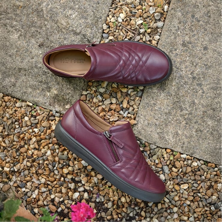 Dark Cherry | Women’s Quilted Slip-on Trainer | Poppy Trainers | Hotter UK