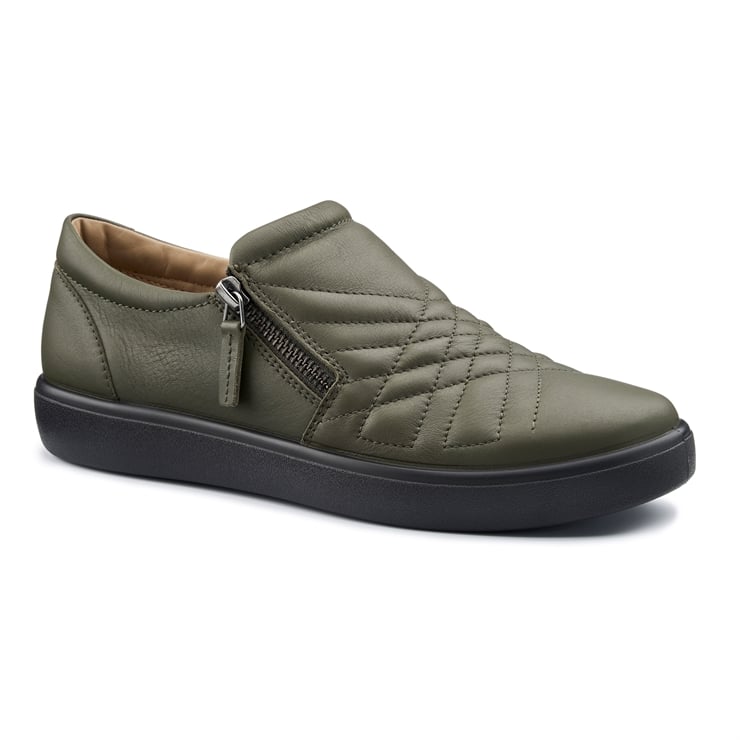 Khaki | Women’s Quilted Slip-on Trainer | Poppy Trainers | Hotter UK