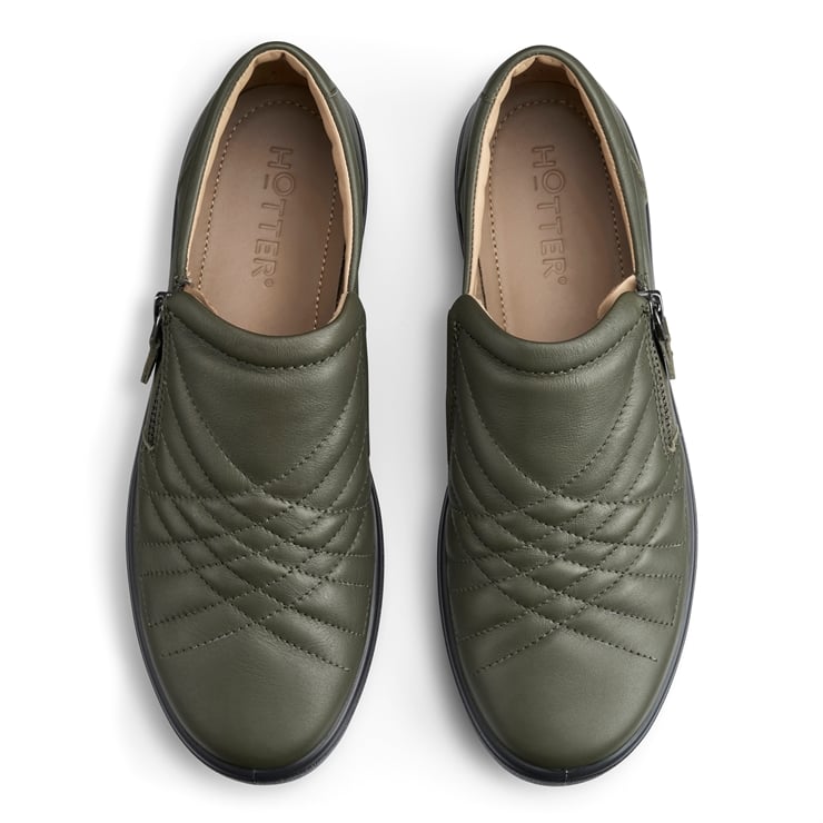 Khaki | Women’s Quilted Slip-on Trainer | Poppy Trainers | Hotter UK