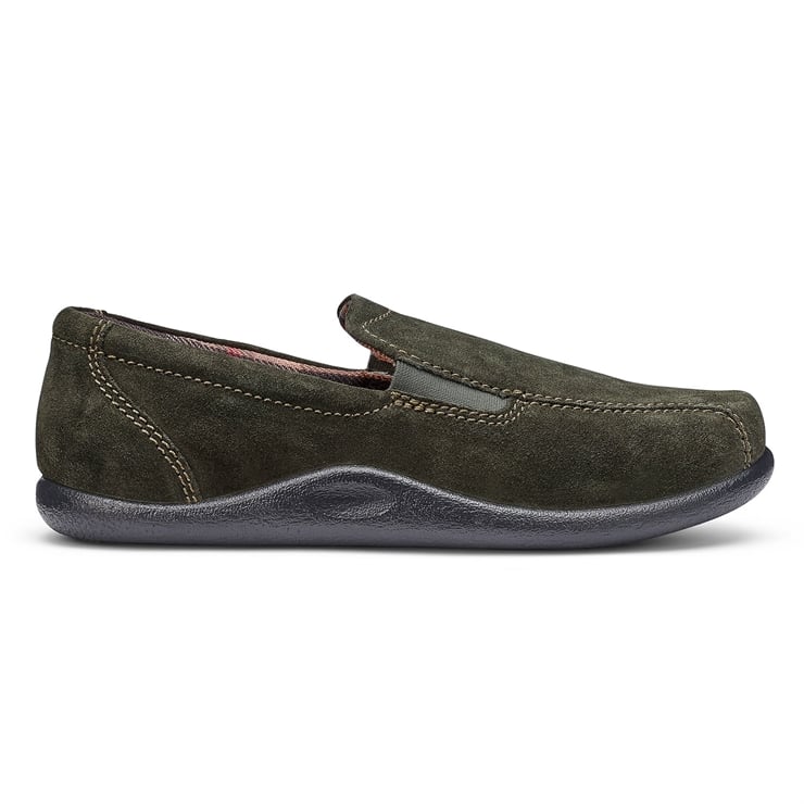 Forest Green Tartan | Men’s Cushioned Leather Slipper | Relax Slippers ...