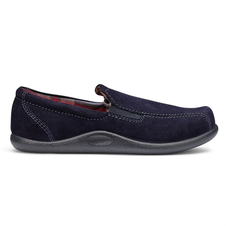 Navy Tartan | Men’s Cushioned Leather Slipper | Relax Slippers | Hotter UK