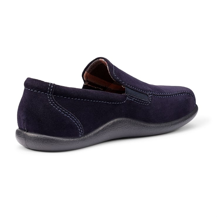 Navy Tartan | Men’s Cushioned Leather Slipper | Relax Slippers | Hotter UK