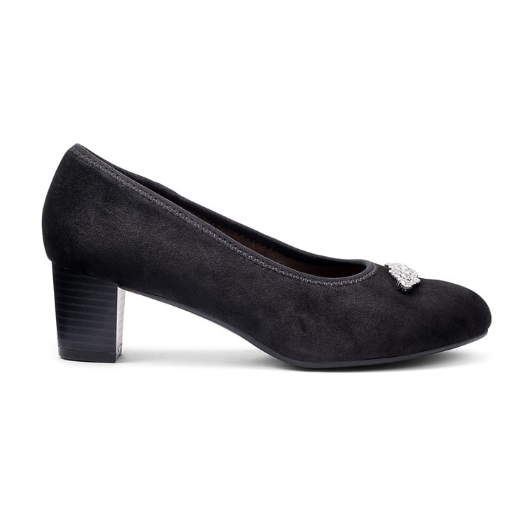 Black | Women's Suede Court Shoe | Strut Heels | Hotter UK