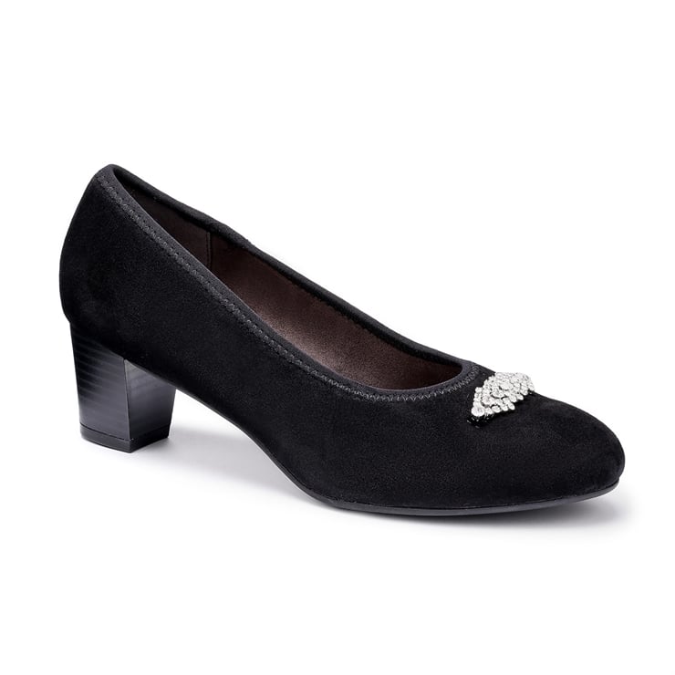 Black | Women's Suede Court Shoe | Strut Heels | Hotter US