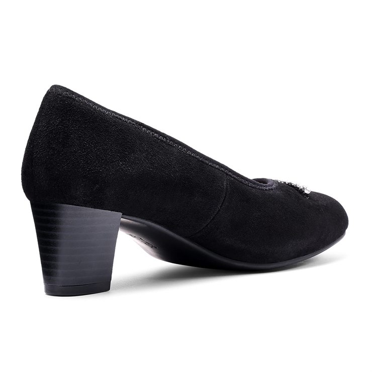 Black | Women's Suede Court Shoe | Strut Heels | Hotter US