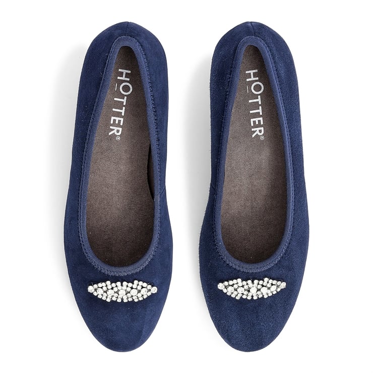 French Navy | Women's Suede Court Shoe | Strut Heels | Hotter US