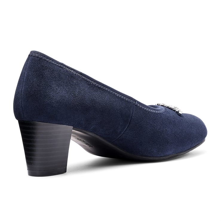 French Navy | Women's Suede Court Shoe | Strut Heels | Hotter US