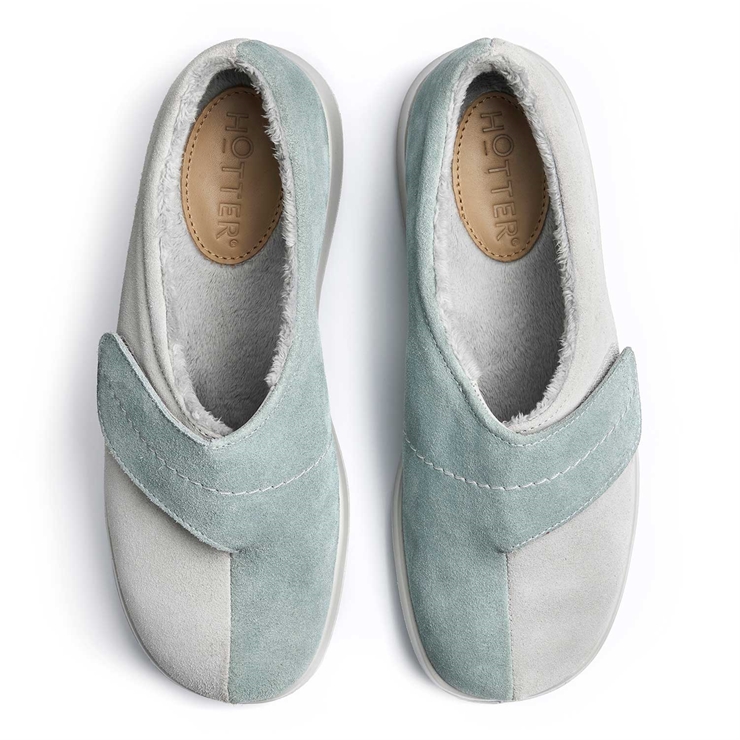 Sage / Soft Grey | Women’s Classic Suede Slippers | Wrap Slippers ...
