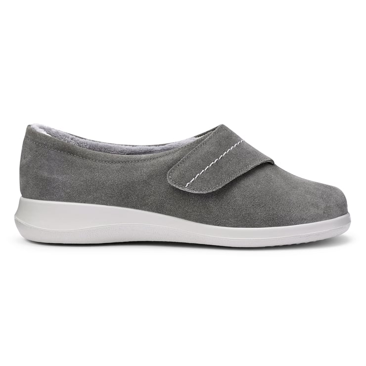 Smokey Grey | Women’s Classic Suede Slippers | Wrap Slippers | Hotter US