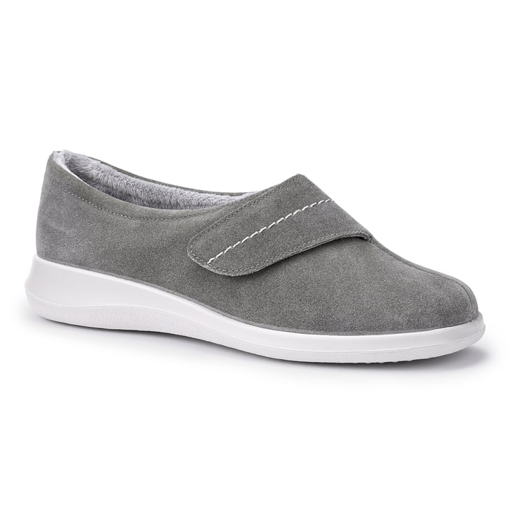 Smokey Grey | Women’s Classic Suede Slippers | Wrap Slippers | Hotter UK