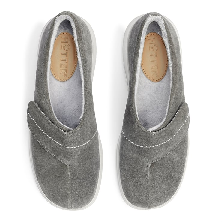 Smokey Grey | Women’s Classic Suede Slippers | Wrap Slippers | Hotter US