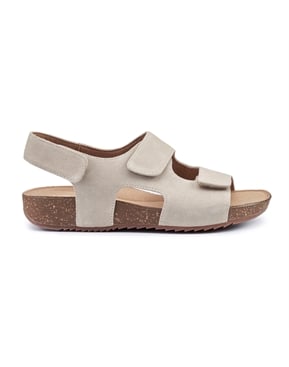 Taupe | Women’s Suede Sandals With Cork Sole | Explore Sandals | Hotter UK