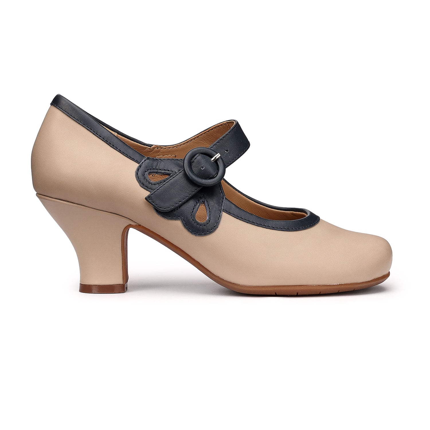 Soft Beige / Navy | Women's Vintage Smart Heels | Broadway Heels ...